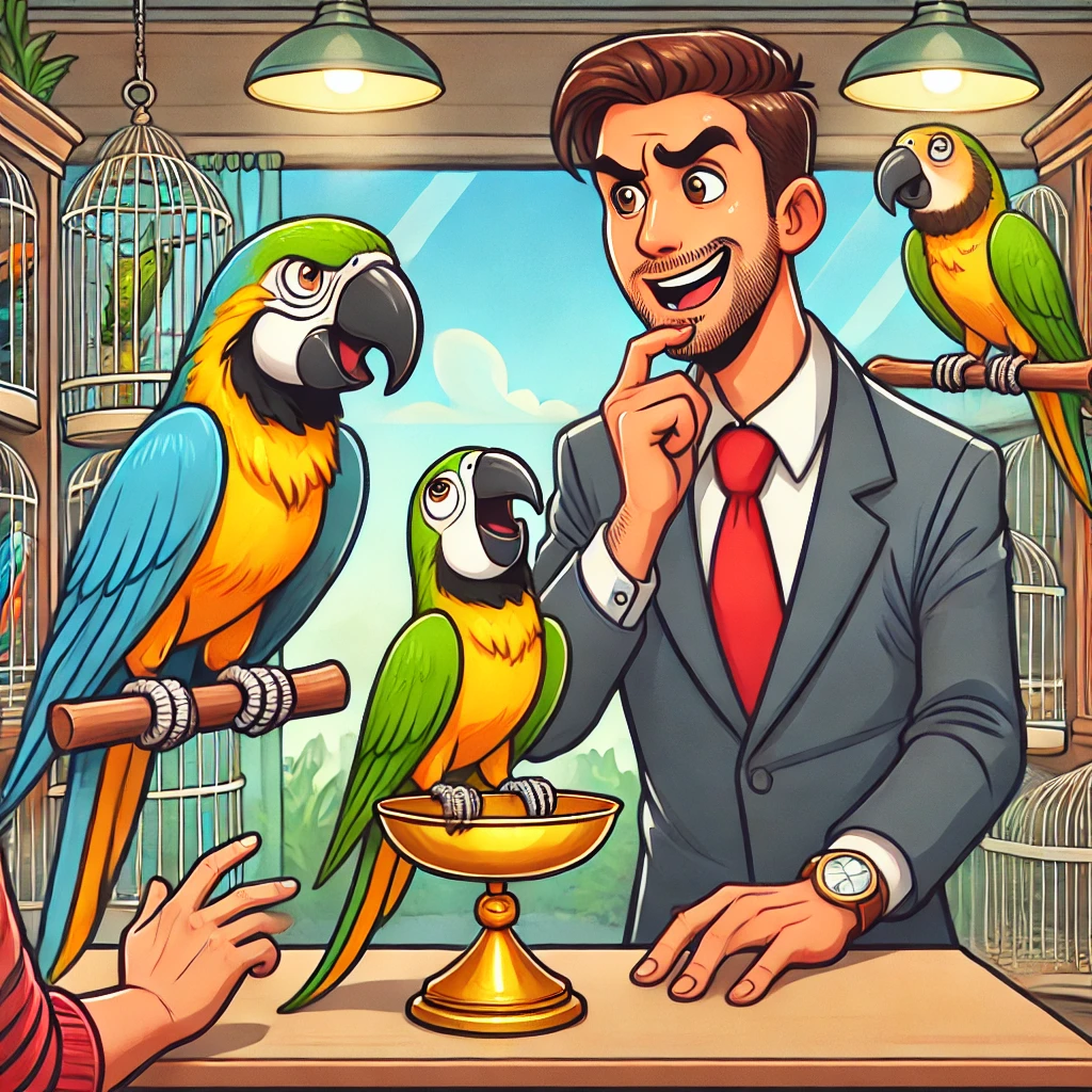 VICC: A papagáj, aki tekintélyből él. Egy férfi bemegy az állatkereskedésbe: – 5percblog